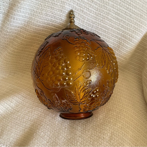 Accents | Vintage Mid Century Amber Globe For Swag Lamp Grape Patten ...